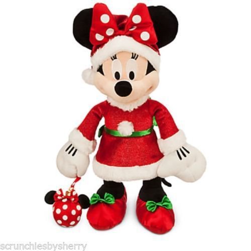 Disney Minnie Mouse Santa Plush Toy Christmas Ornament in Hand 17 ...