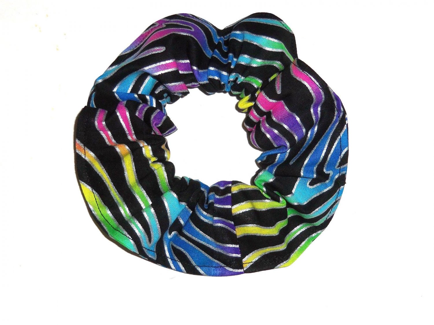 Rainbow Zebra Glitter Colorful Bright Fabric Hair Scrunchie Scrunchies ...