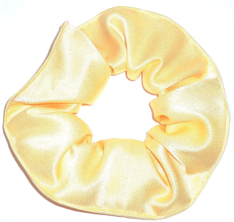 Yellow Satin Fabric Hair Scrunchie Scrunchies by Sherry
