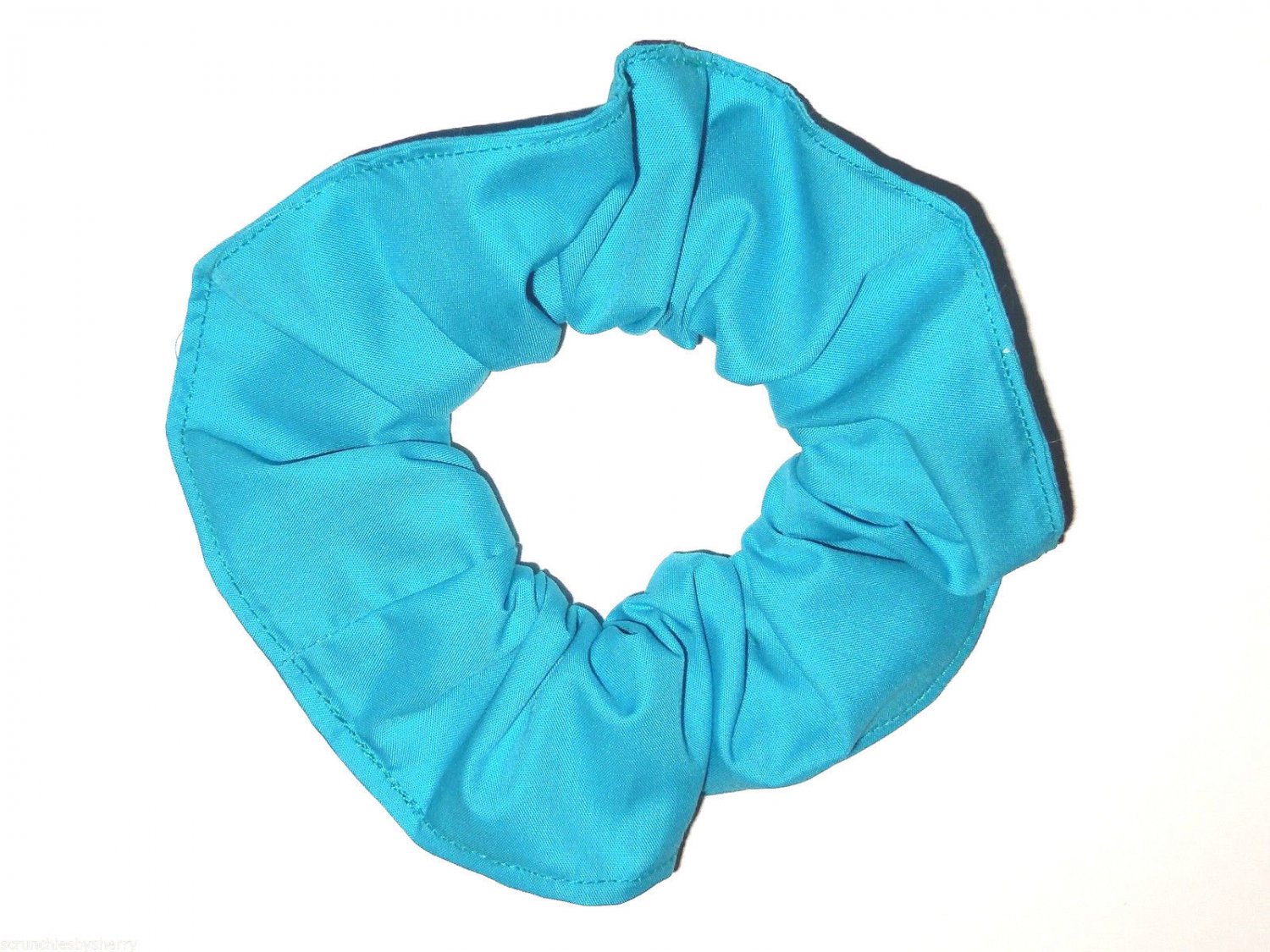 Turquoise Cotton Fabric Hair Scrunchie Scrunchies by Sherry