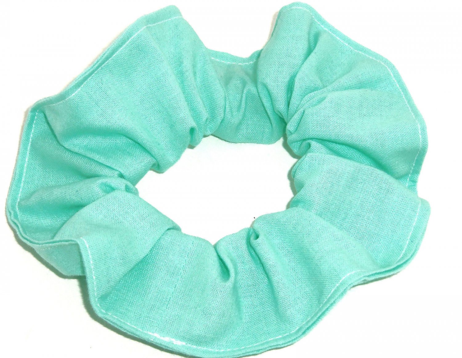 Washed Turquoise Cotton Fabric Hair Scrunchie Scrunchies by Sherry
