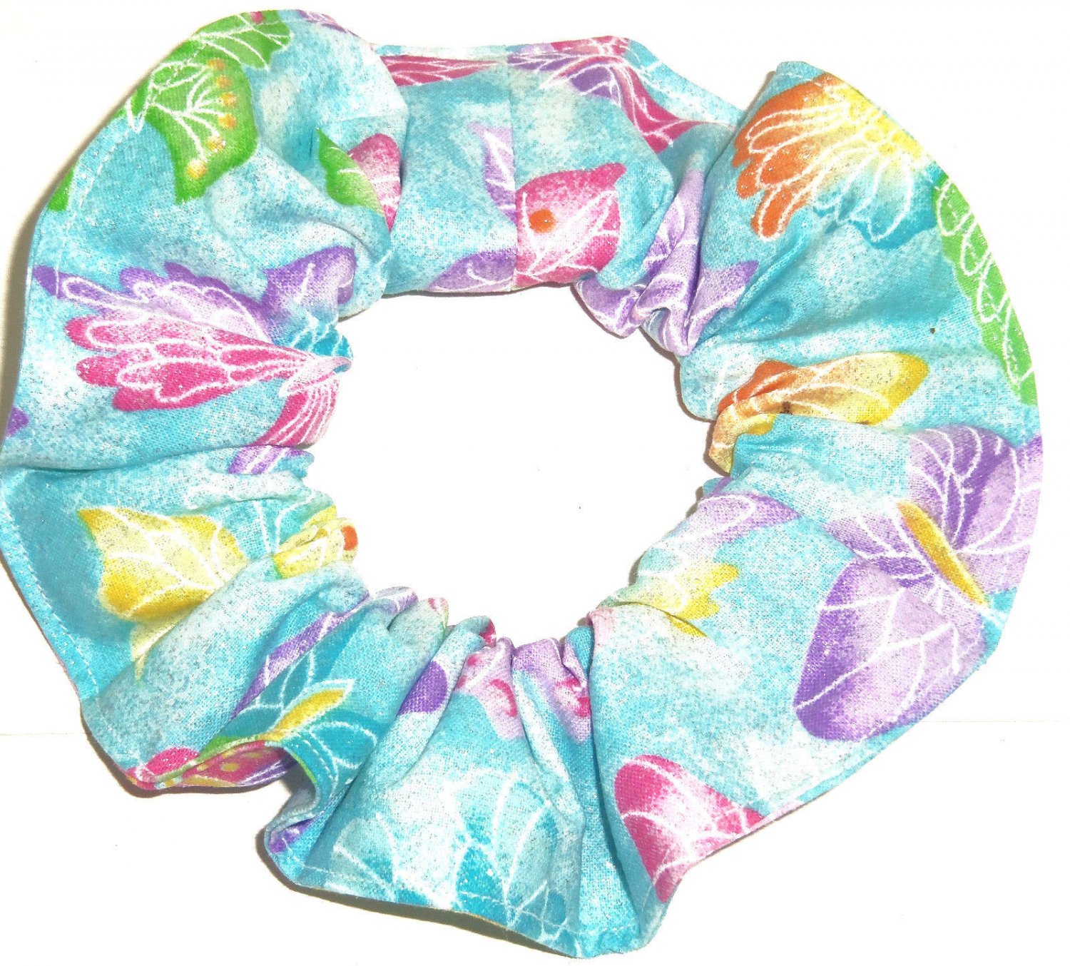 Butterflies Butterfly Blue Glitter Fabric Hair Scrunchie Ties ...