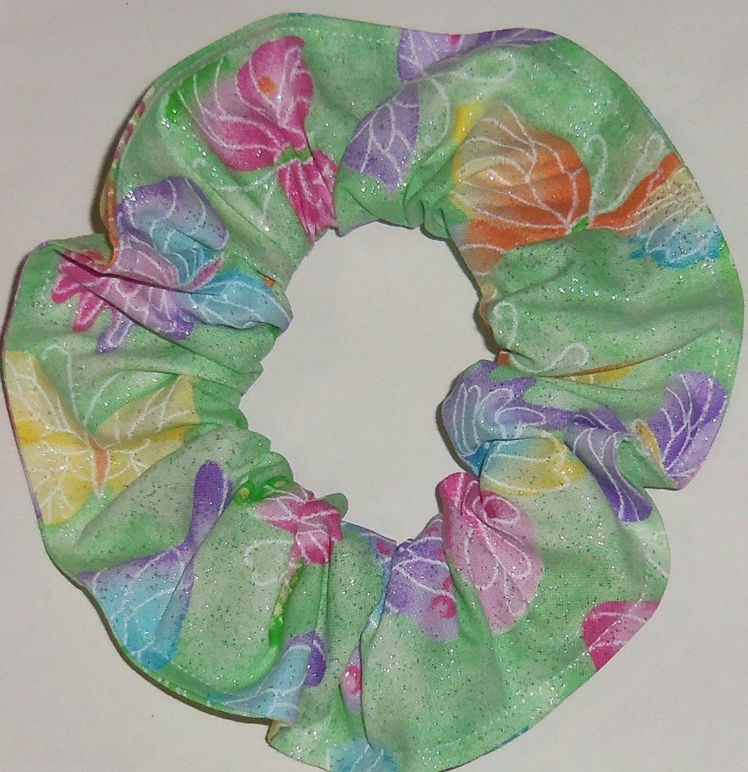 Butterflies Butterfly Green Glitter Fabric Hair Scrunchie Ties ...