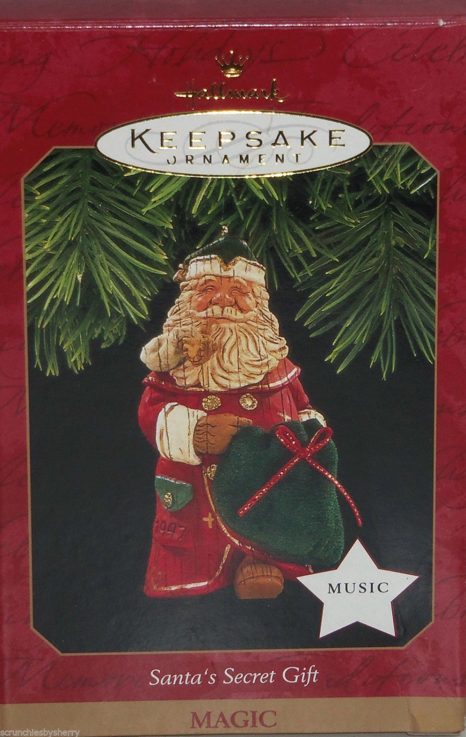 Hallmark Ornament Santa's Secret Gift Magic Music Holiday 1997 Jolly ...
