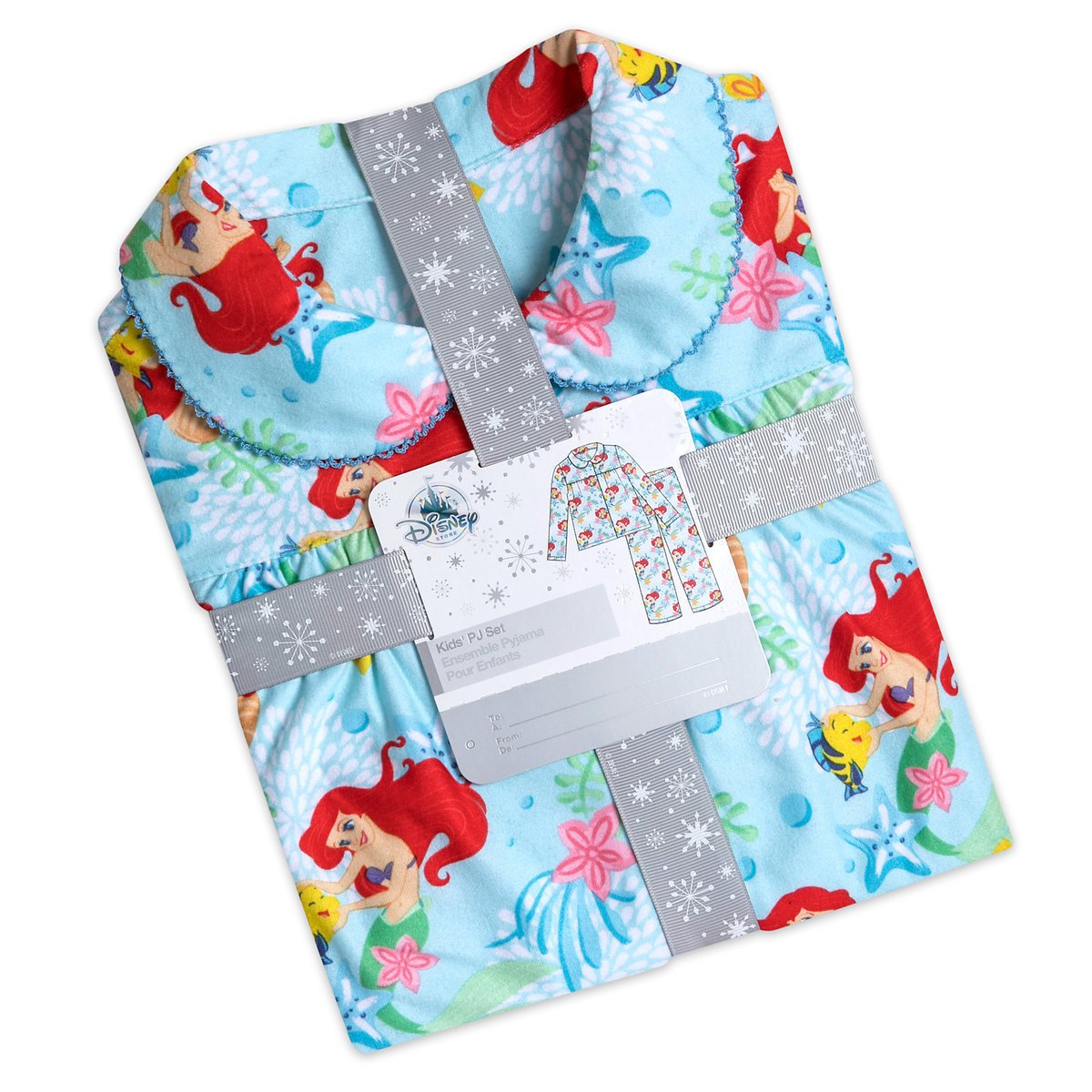 Disney Store Ariel Sleep Set Pajamas Princess Blue Flannel 2017 Size 7/ ...