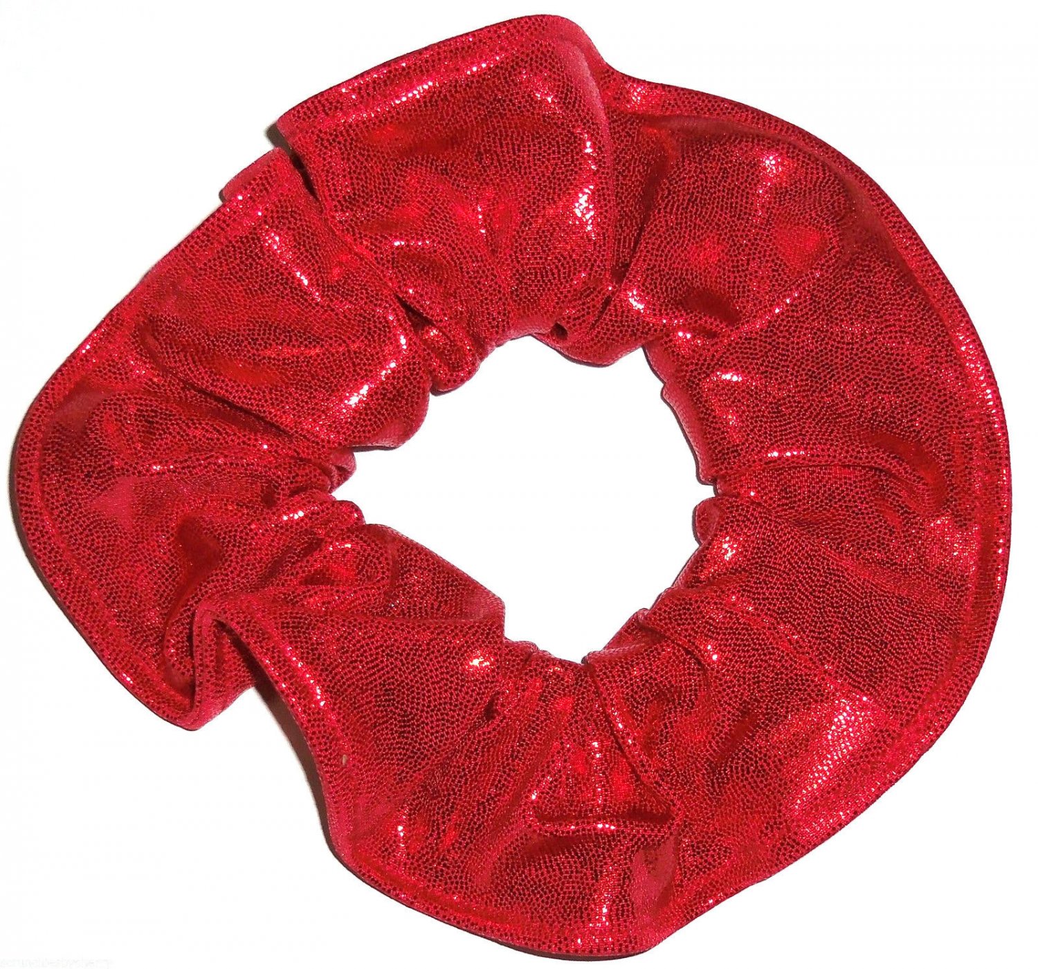 Red Metallic Spandex Hair Scrunchie Fabric Scrunchies by Sherry