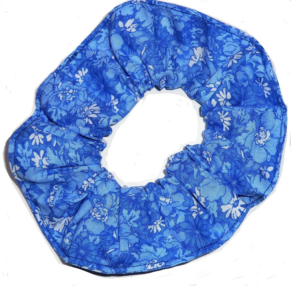Blue White Floral Flowers Hair Scrunchie Scrunchies by Sherry