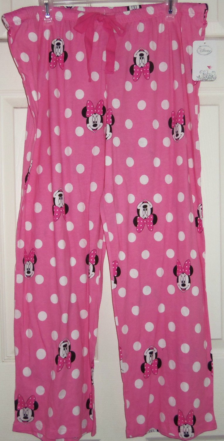 Disney Minnie Mouse Ladies Lounge Pants Sleepwear PJ's Pink New Size XX ...