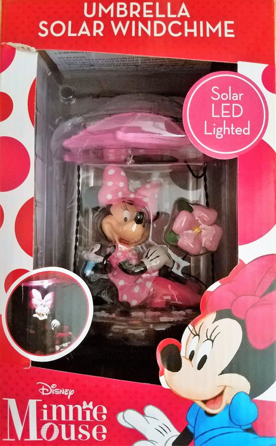 Disney Umbrella Solar Wind Chimes Light Up Minnie Mouse New soldAZ 9/6/2020