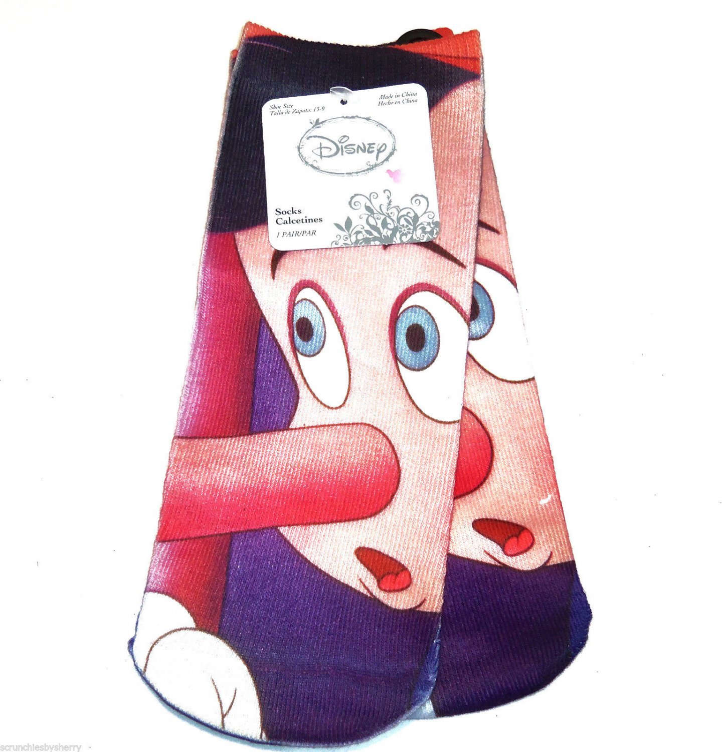 Disney Socks Ladies Pinocchio Shoe Size Girls 13 to Ladies 9 sold AZ 02 ...