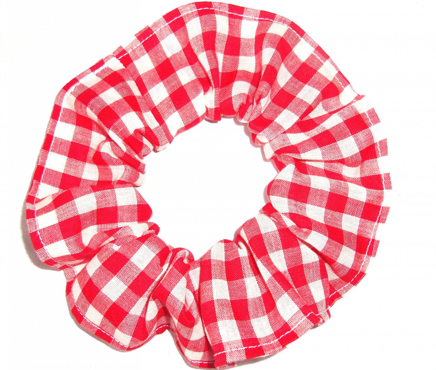 Red White Medium Gingham Fabric Hair Scrunchie Scrunchies