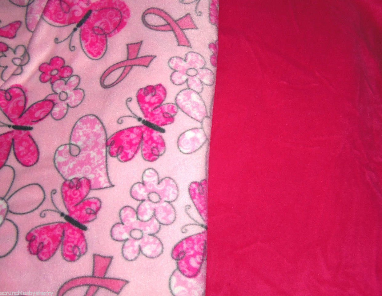 Pink Ribbon Breast Cancer Awareness Fleece Throw Blanket Hand Tied 56 ...