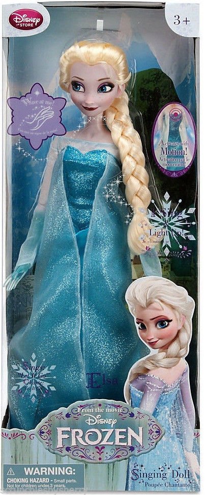 Disney Store Frozen Singing Elsa Doll Lights Up Let it Go 17" New sold ...