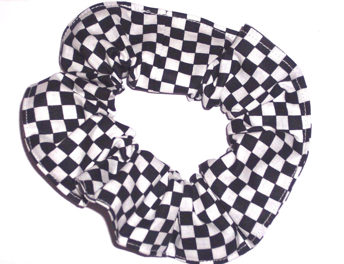 Checkered Flag Racing NASCAR Fabric Hair Scrunchie Scrunchies by Sherry