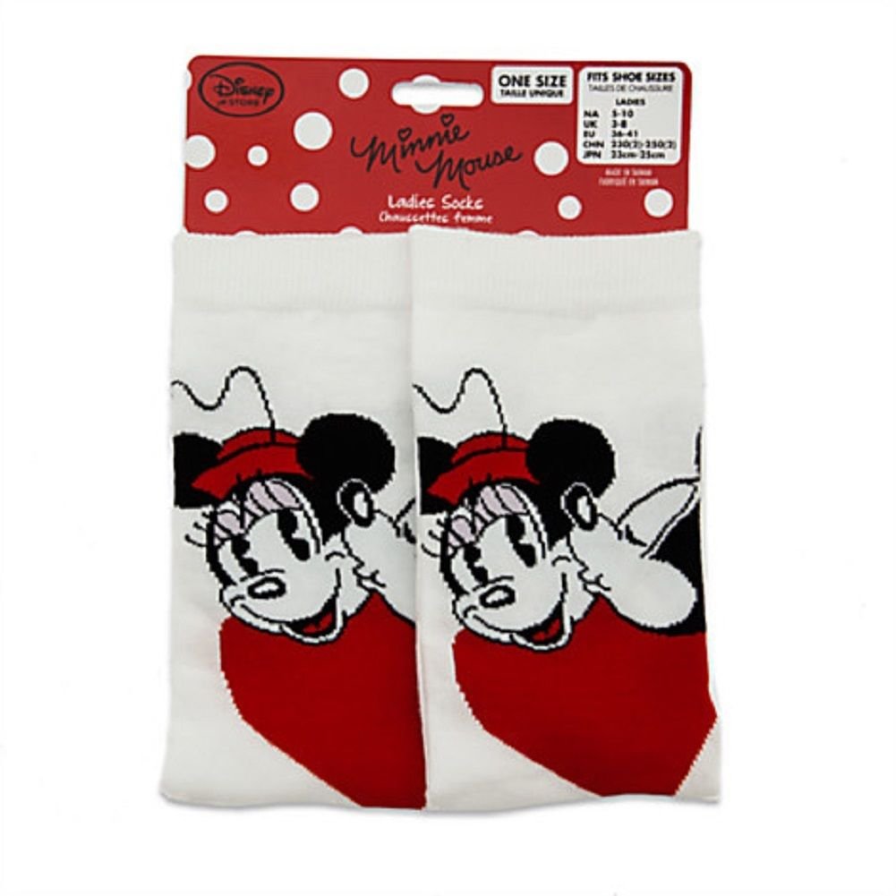 Disney Store Minnie and Mickey Mouse Socks Ladies Shoe Sizes 5-10 Red White