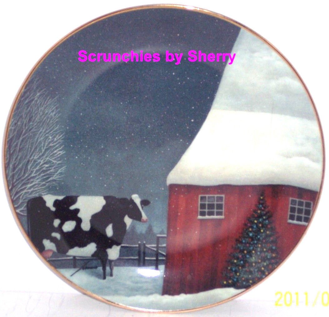 American Folk Art Collector Plate Barnyard Christmas Farmers Franklin Mint