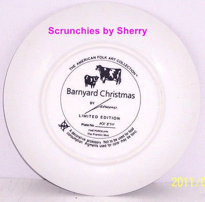 American Folk Art Collector Plate Barnyard Christmas Farmers Franklin Mint