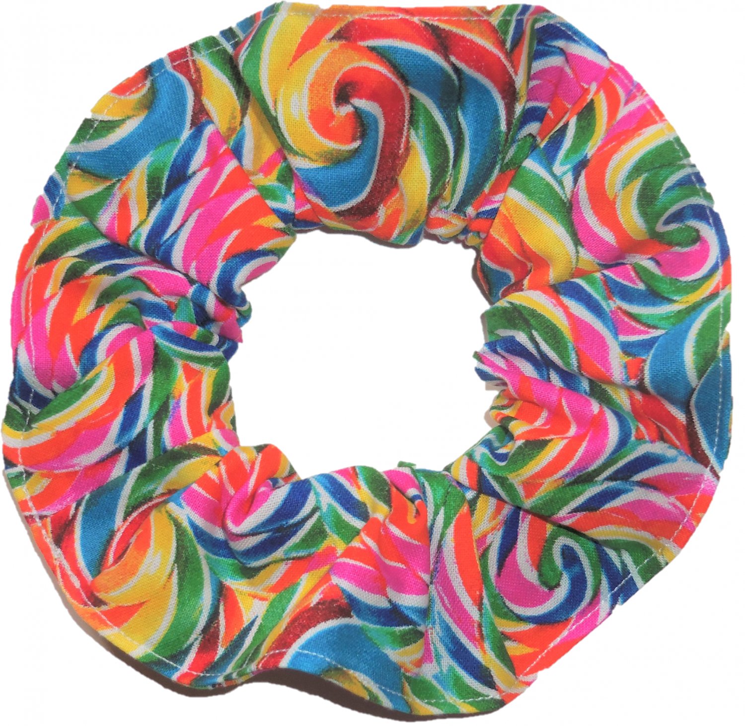 Rainbow Lollipops Fabric Hair Scrunchie Scrunchies by Sherry