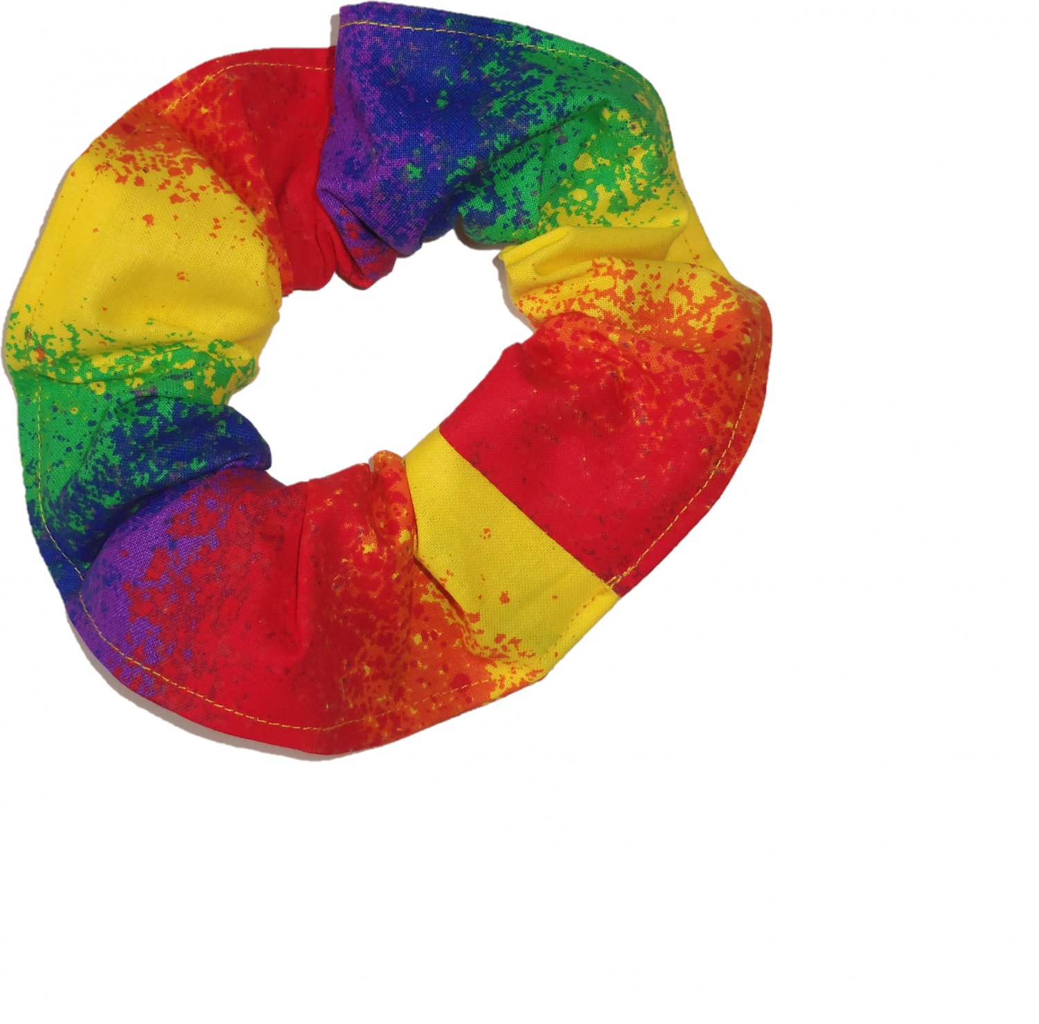 Rainbow Splatter Fabric Hair Scrunchie Scrunchies by Sherry