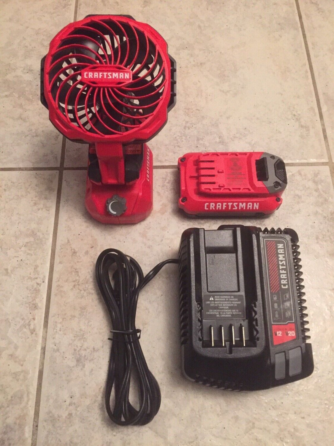 CRAFTSMAN V20 Cordless Personal Fan Adjustable with Battery and Charger ...