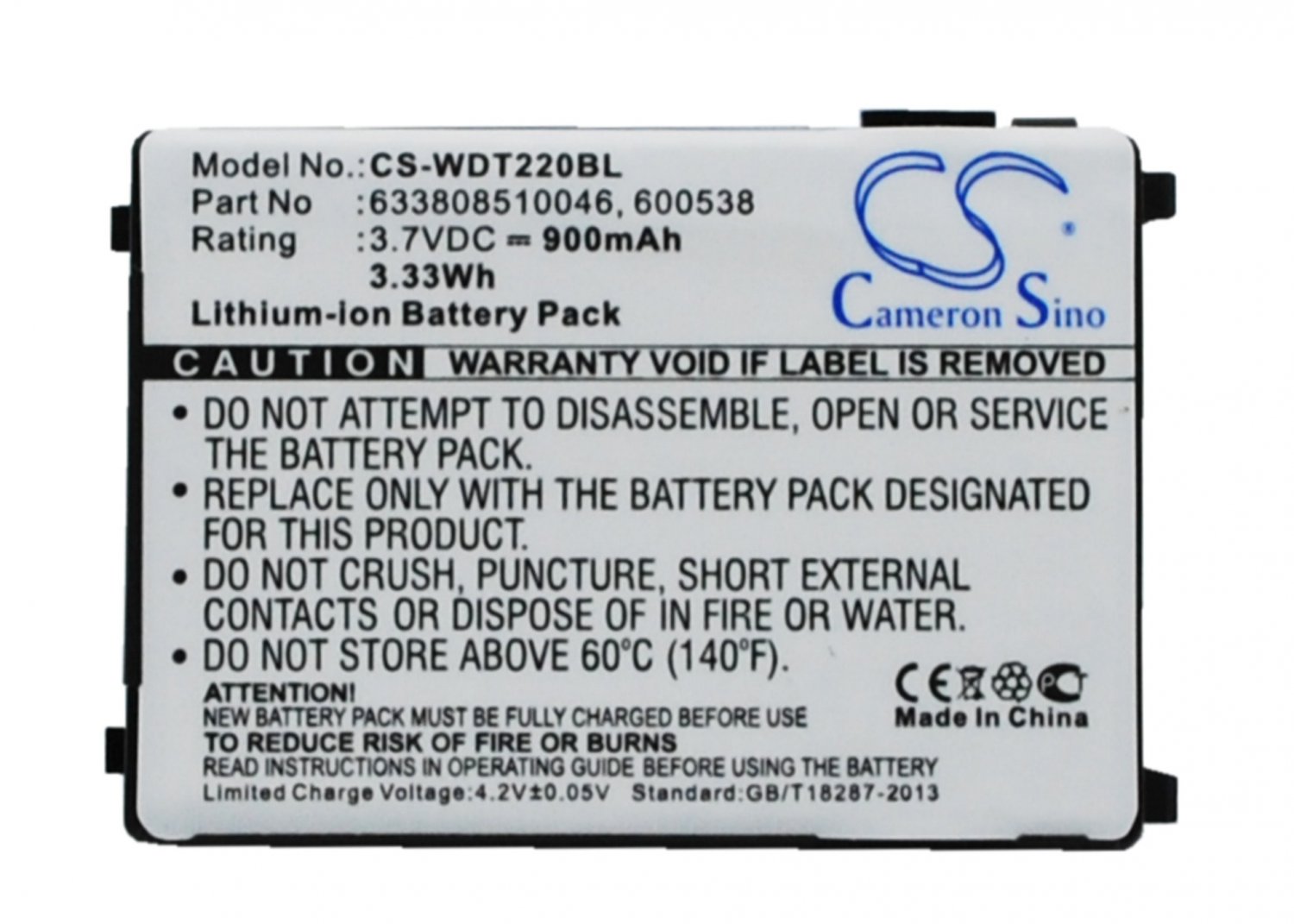 BATTERY WASP 4006-0319, 600538, 633808510046 FOR RS-232, WDT2200