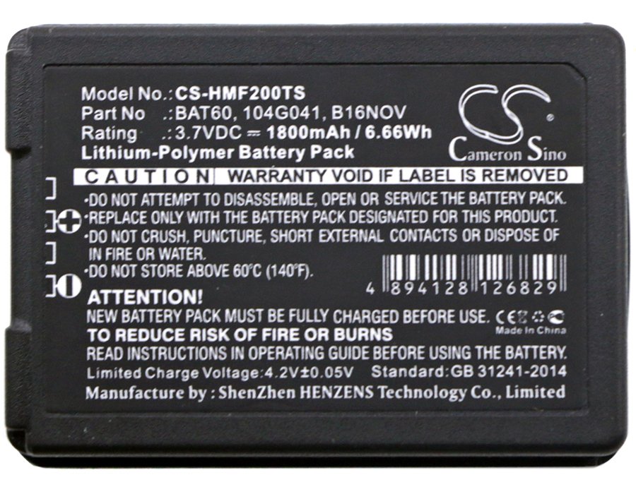 BATTERY CLEAR-COM 104G041, B16NOV, BAT60 FOR FreeSpeak II