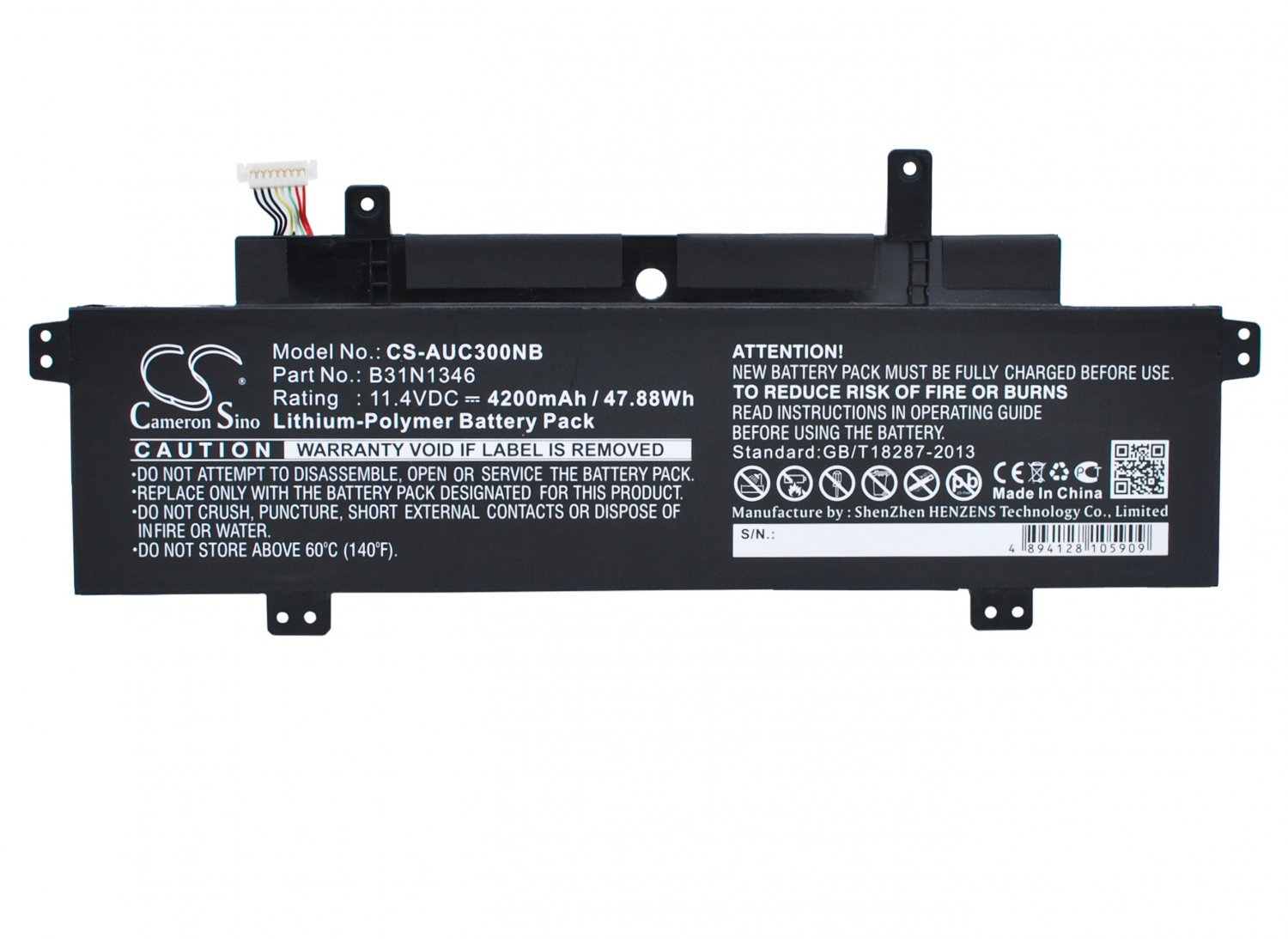 BATTERY ASUS 0B200-01010000, B31N1346 FOR C300MA-DB01, Chromebook C300 ...