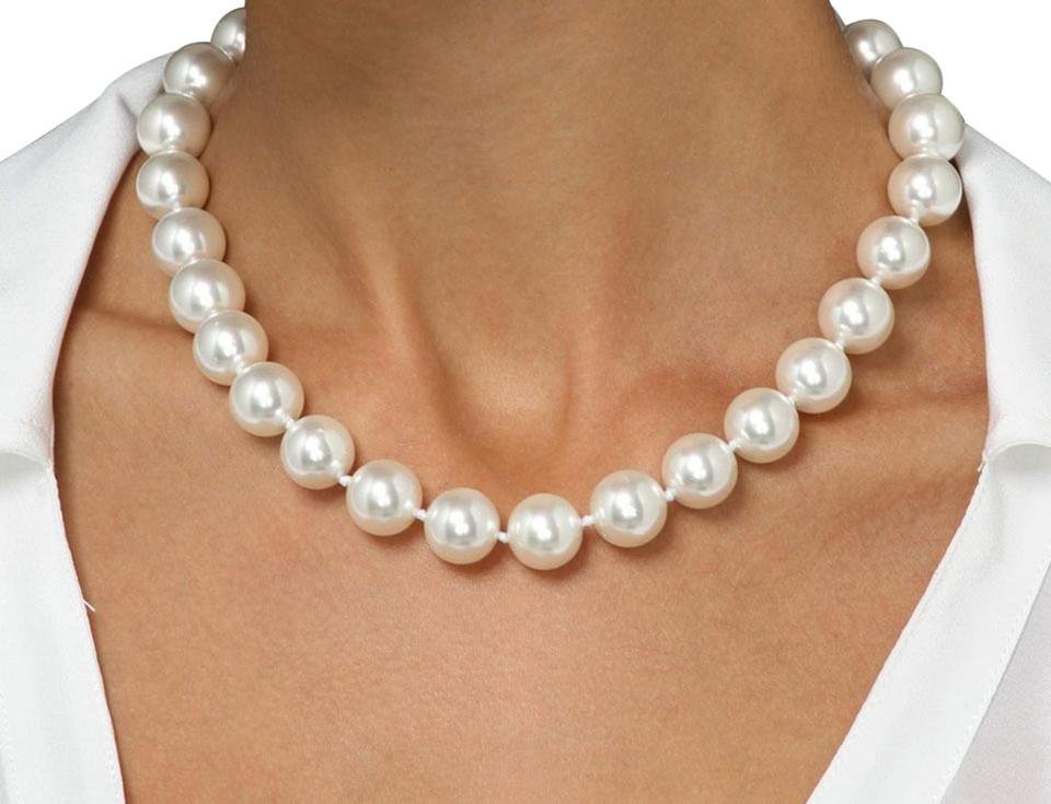 10 MM White South Sea Shell Necklace