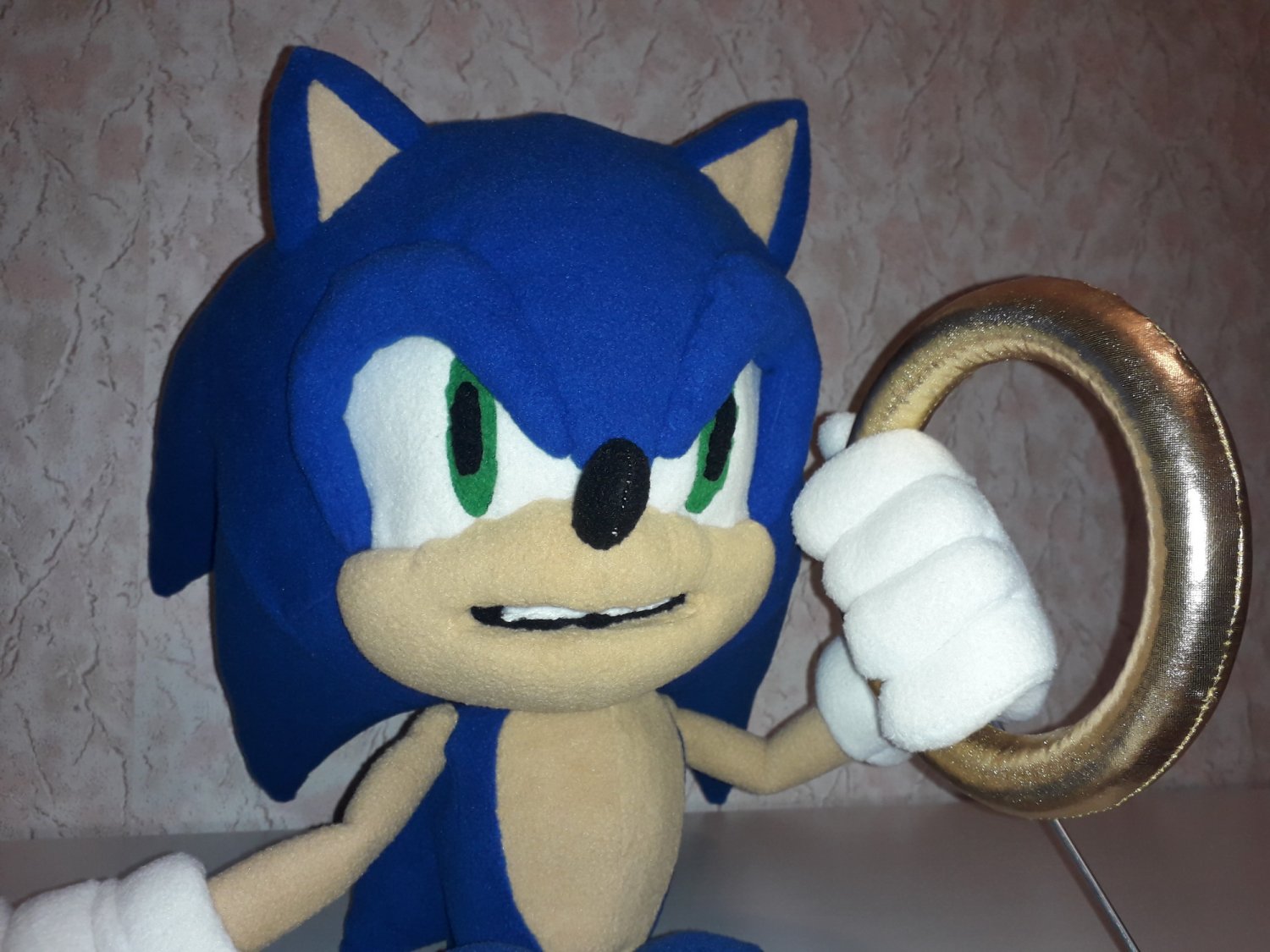 Sonic the Hedgehog plush hand puppet handmade with arm rods and posable ...