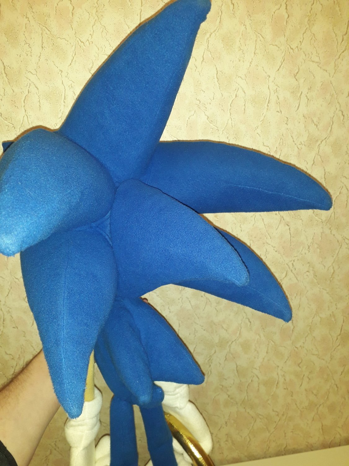 Sonic the Hedgehog plush hand puppet handmade with arm rods and posable ...