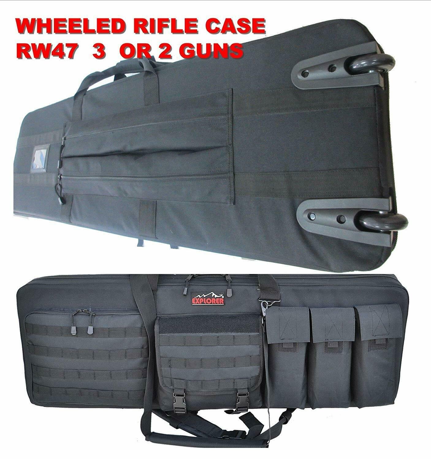 Explorer Tactical Rolling 3 Rifle Gun Case, Black, 46 x 13.5 x 4-Inch ...