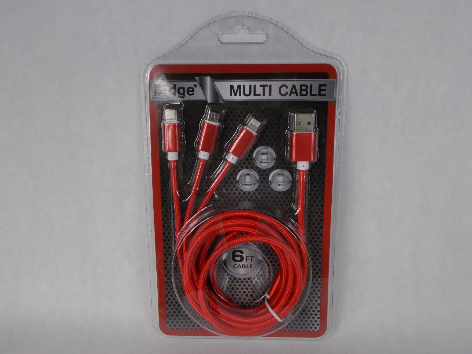 iEDGE 6ft 3 in 1 Charging Cable for Apple, Android, Samsung Type C products