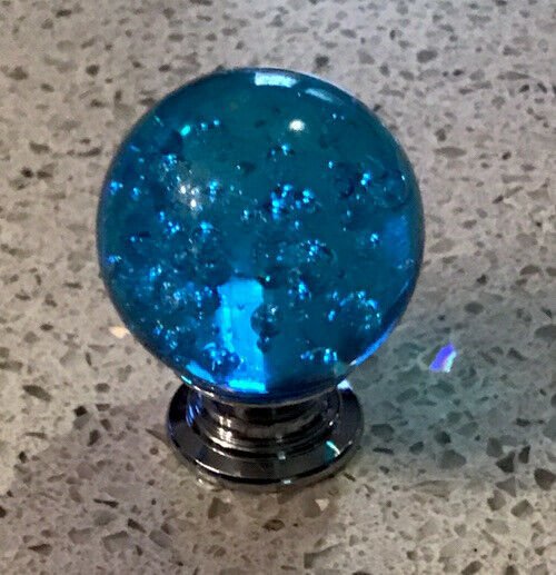 Blue Crystal Bubble Ball Glass Drawer Closet Cupboard Cabinet Pull Knob ...