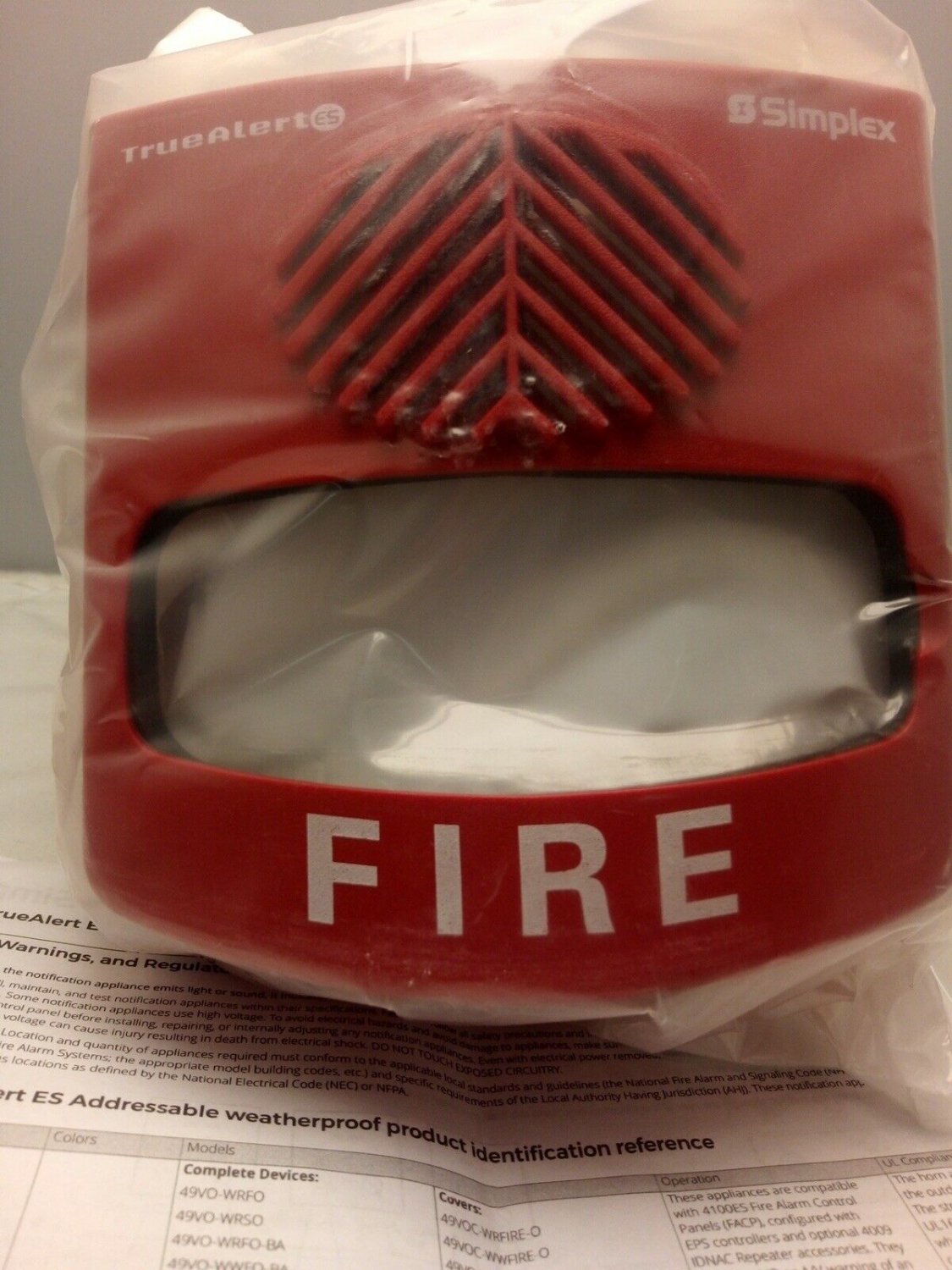 SIMPLEX 49AV-WRFO HORN STROBE OUTDOOR P/N: 07431056, FREE SHIPPING THE ...