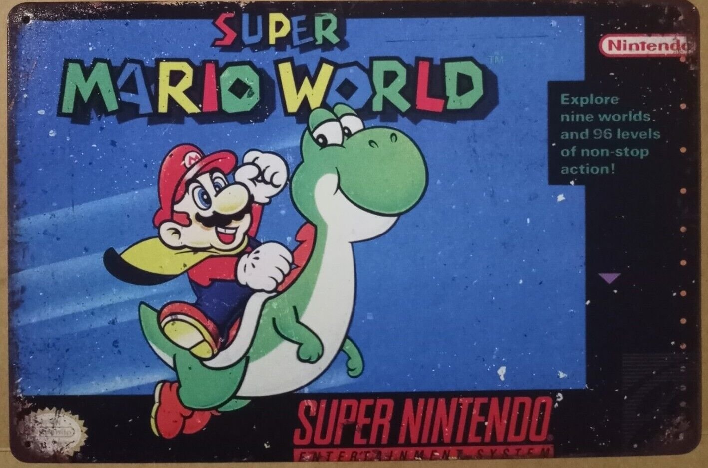 Super Mario World - metal hanging wall sign