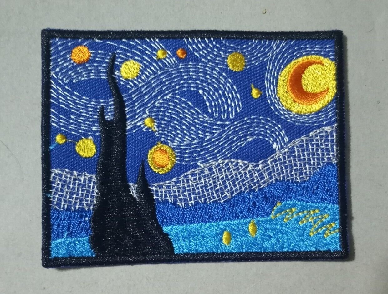 Starry Night - Vincent Van Gogh - embroidered Iron on Patch