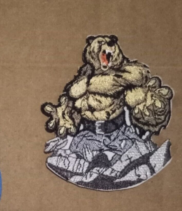 Bear with Muscles - embroidered Iron on patch