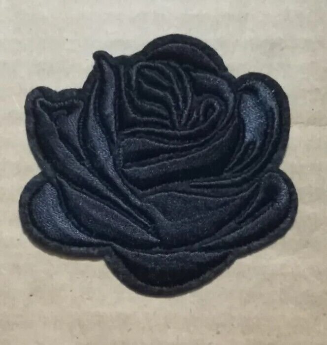 Black Rose embroidered Iron on patch
