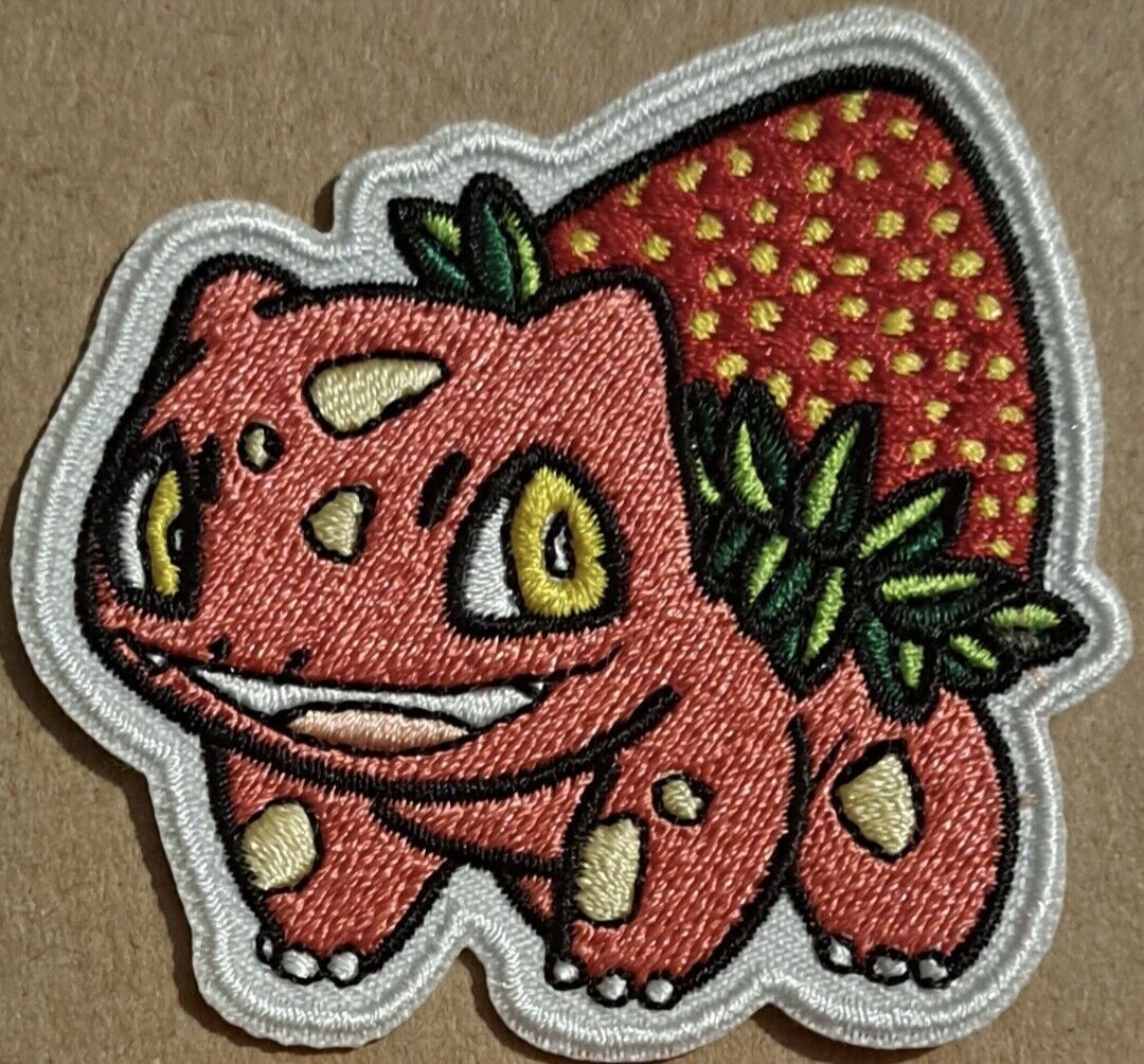 Pokemon Strawberry Bulbasaur embroidered Iron on patch