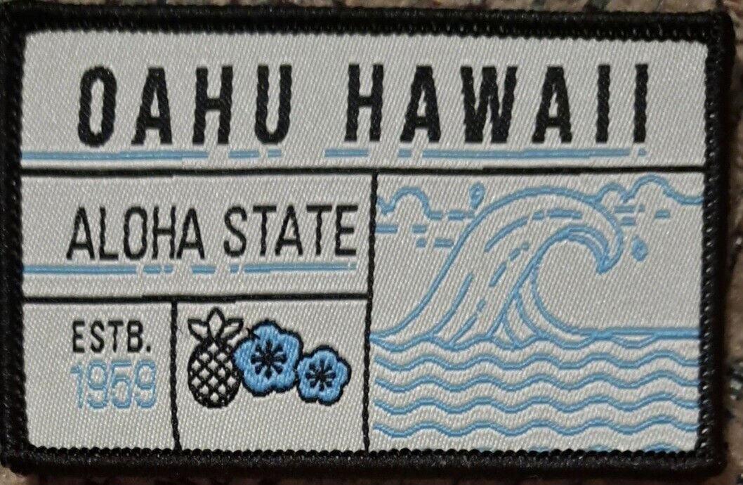 Oahu Hawaii sew on silk screen patch