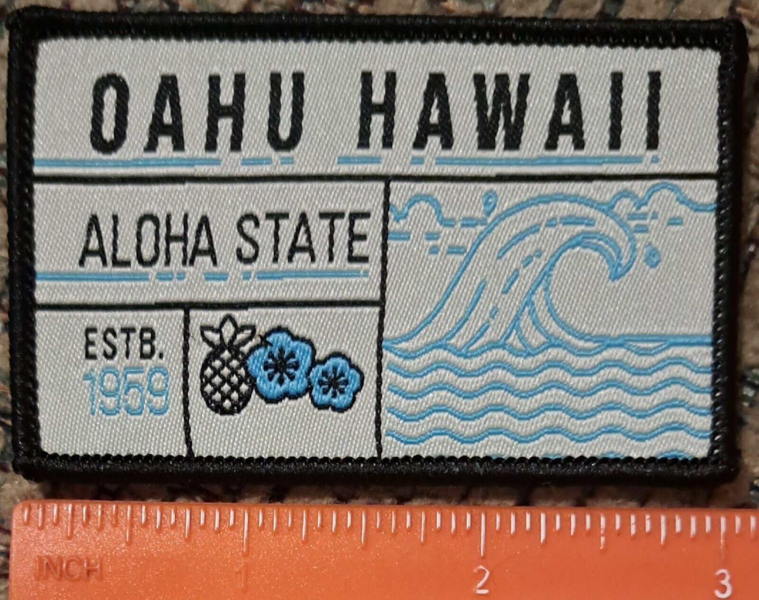 Oahu Hawaii sew on silk screen patch