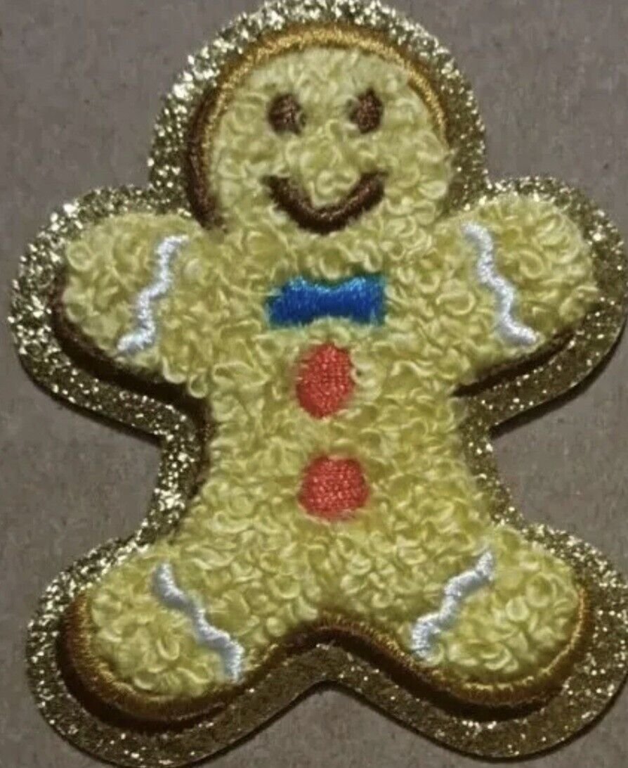 Gingerbread Man chenille woven Iron on patch