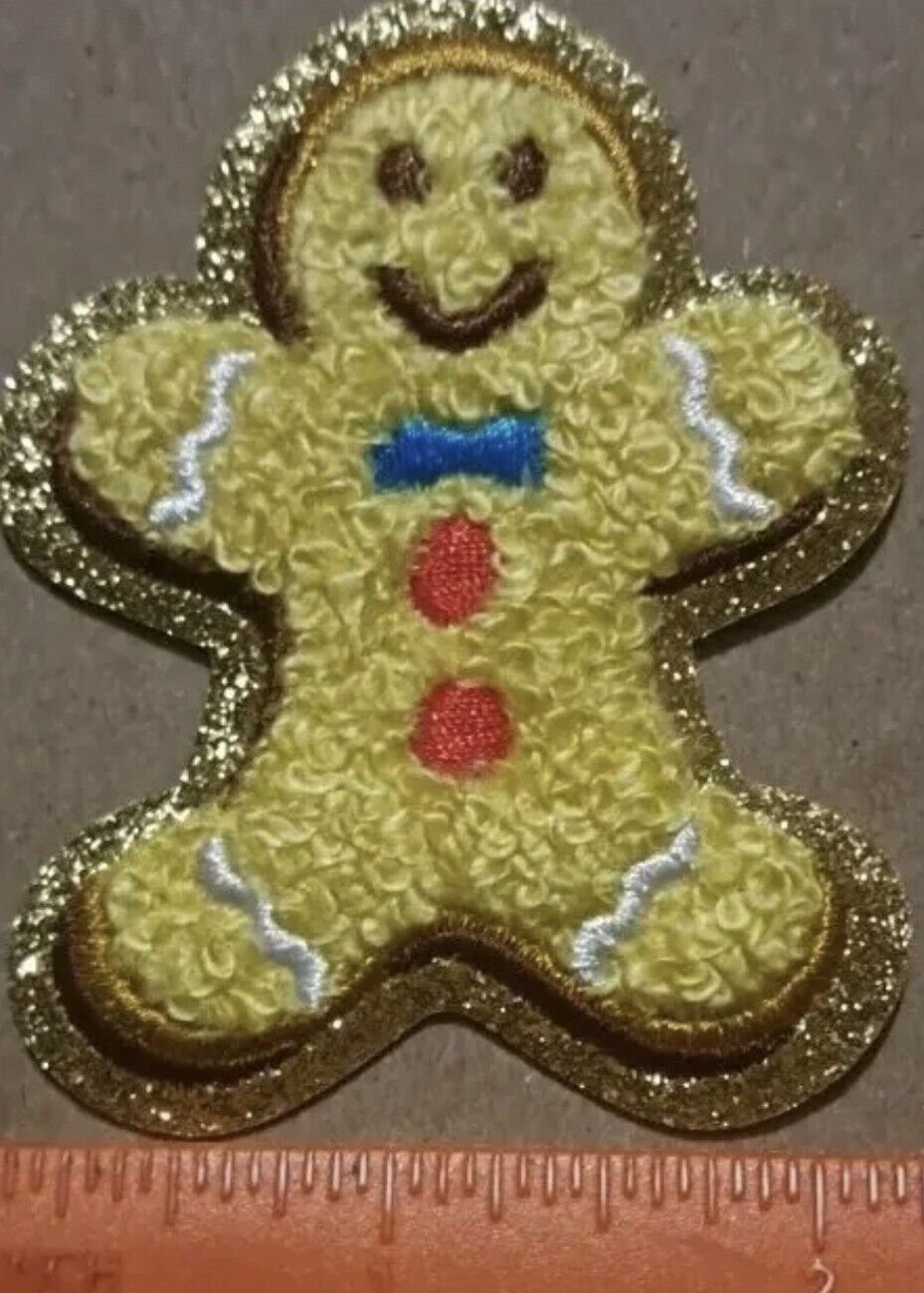 Gingerbread Man chenille woven Iron on patch