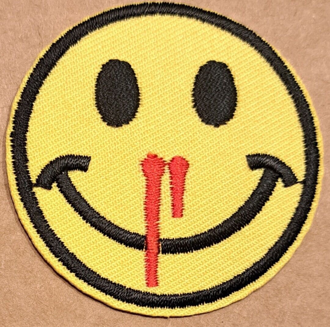 Happy Face Emoji with Bloody Nose embroidered Iron on patch