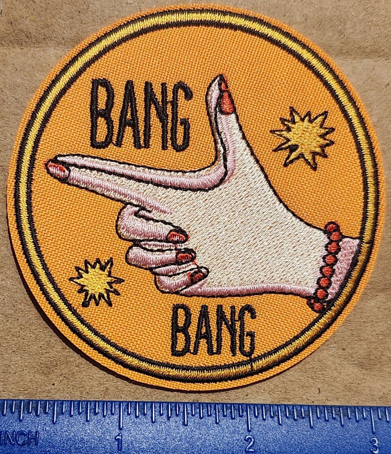 Bang Bang Woman Gun Hand Sign Funny Humor embroidered Iron on patch