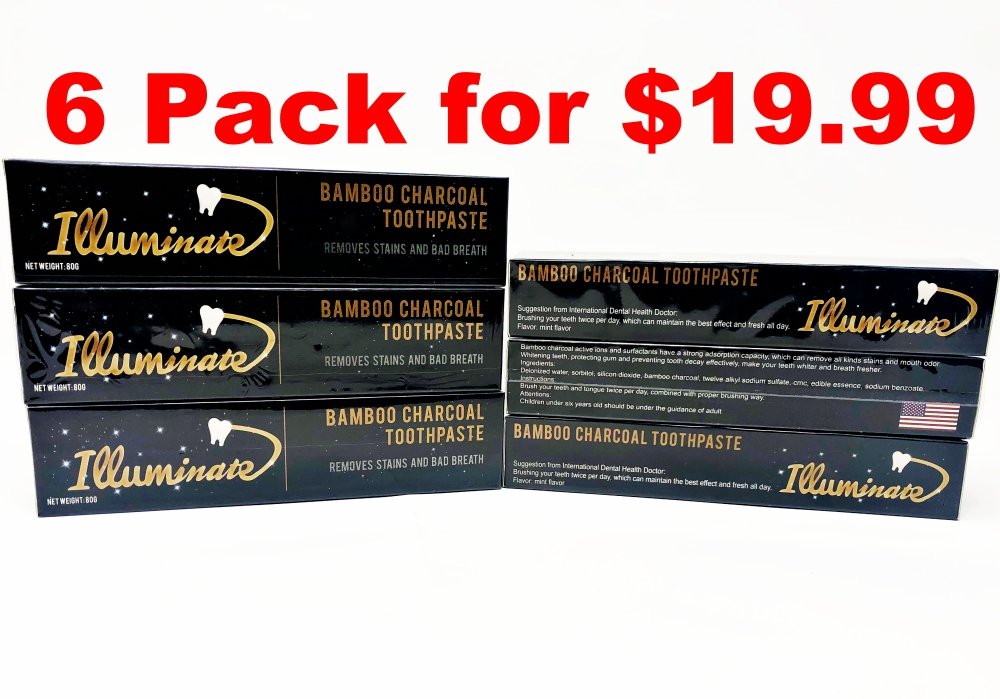 6 Pack Organic Bamboo Charcoal Toothpaste / Natural Teeth Whitening ...