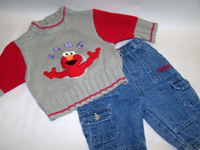 Sesame Street - Elmo Sweater and Jeans 3-6 Months
