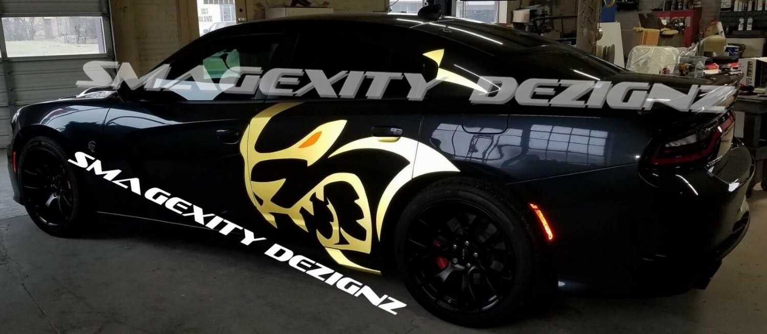 HUGE REFLECTIVE BLACK TRIBAL Decal Graphic Vinyl CHARGER MOPAR SRT ...