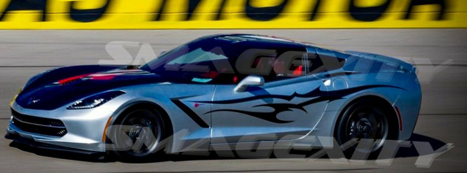 MATTE BLACK CORVETTE C7 STINGRAY CUSTOM GRAPHIC DECAL Grand Sport ZR1 ...