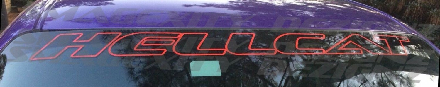 RED HELLCAT WINDSHIELD DECAL STICKER GRAPHICS BANNER DODGE CHALLENGER ...